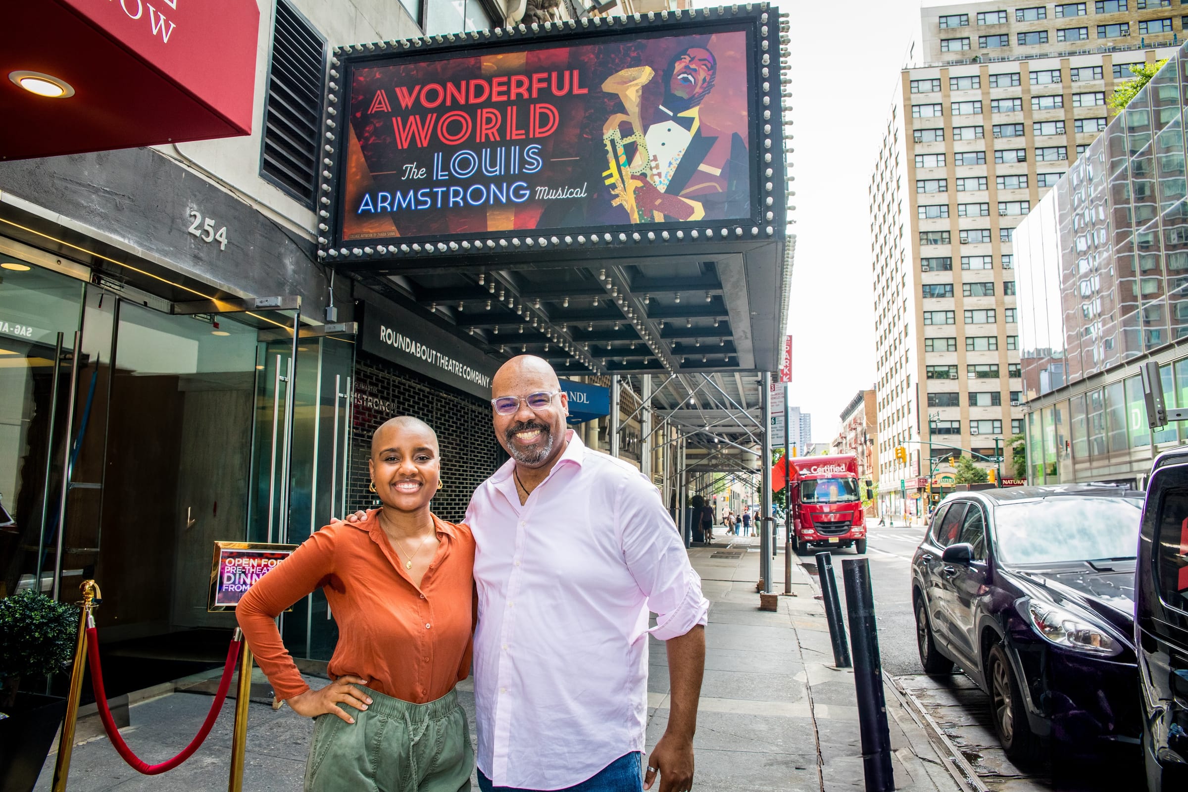 An original collage of Louis Armstrong is the emblem of Broadway’s ...